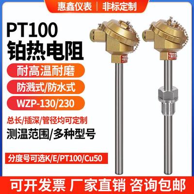 WRN/WZP-130/230热电偶探头K型温度传感器pt100铂热电阻固定螺纹
