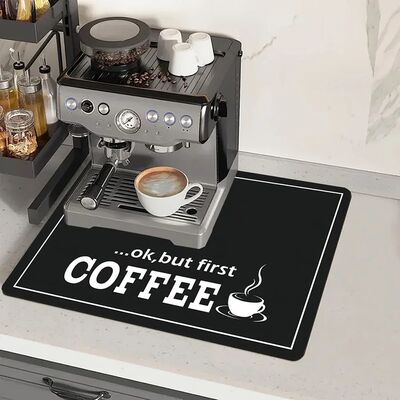 1pc Black Letter Coffee Printed Coffee Machine Mat Modern Mi