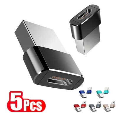 5pcs USB C to USB A Adapter Type C PD Charger Power Adapter