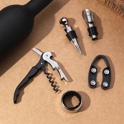 5-piece set of red wine utensils bottle opener wine stopper