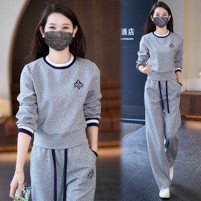 宽松休闲韩版洋气运动服套装女2025新款洋气减龄卫衣阔腿裤两件套