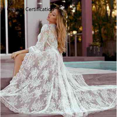 mmer Boho Swimsuit Cover Up Sexy Lace Hollow Out Beach Dress