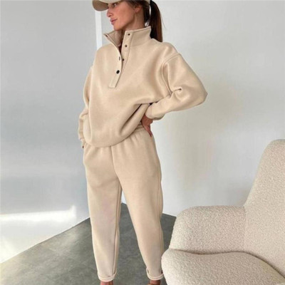 欧美休闲运动卫衣裤套装 Fleece Sweatshirt Pants Tracksuit Set
