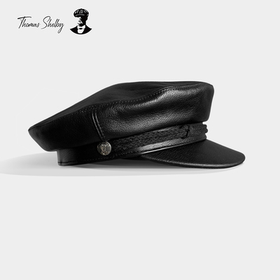 正品授权thomas剃刀党黑真皮帽
