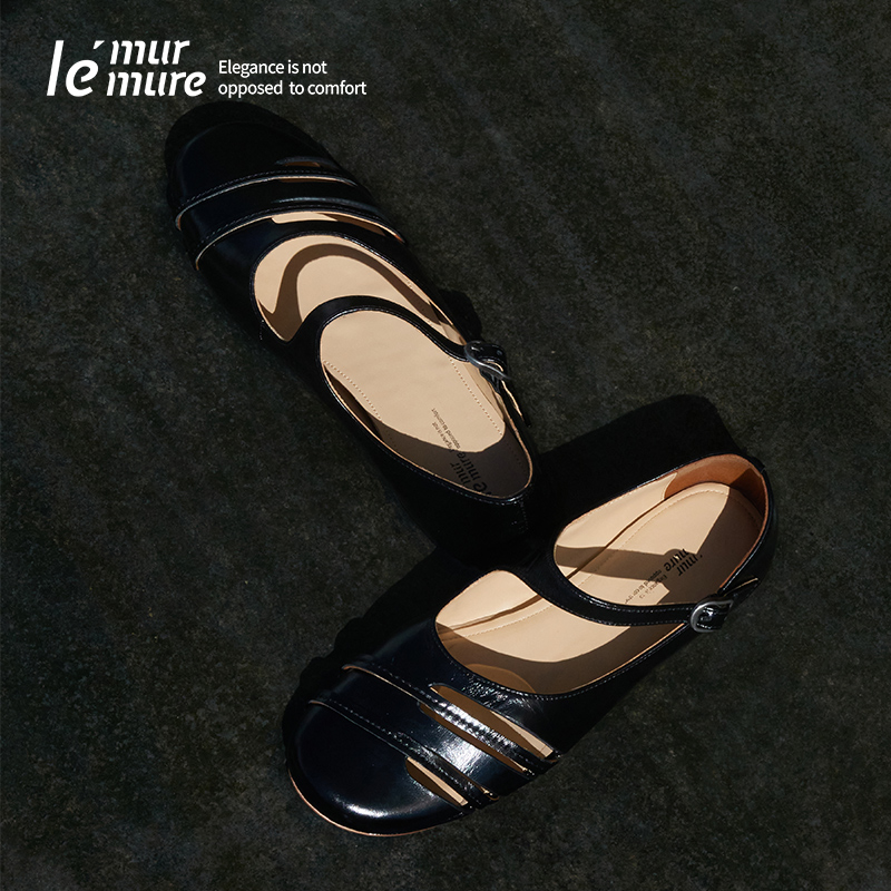 Le' Murmure原创设计意大利进口牛皮镂空平底鞋玛丽珍女春夏款_虎窝淘