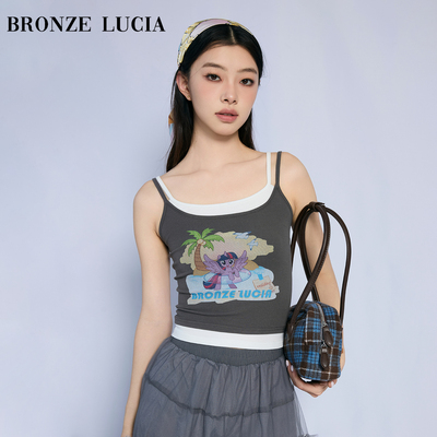 Bronze Lucia小马宝莉联名 印花吊带背心原创设计假两件小背心夏