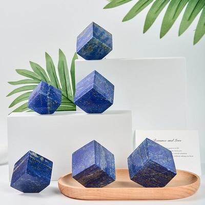 天然青金石多面体几何魔方水晶原石工艺品矿标石家居桌面装饰摆件