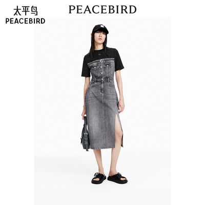 太平鸟女装秋季仿牛仔针织裙A3FAE2124
