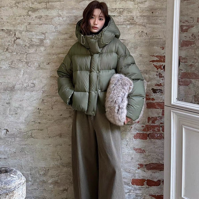 一善白鸭绒三防泡芙保暖羽绒服外套d1469