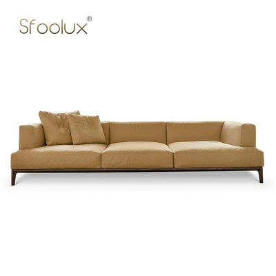 Sfoolux摆动Swing意式轻奢客厅样板间设计三人位实木布艺沙发