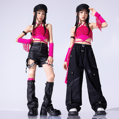 多巴胺走秀款女童流苏爵士舞服装炸街少儿jazz套装时髦甜酷女孩夏