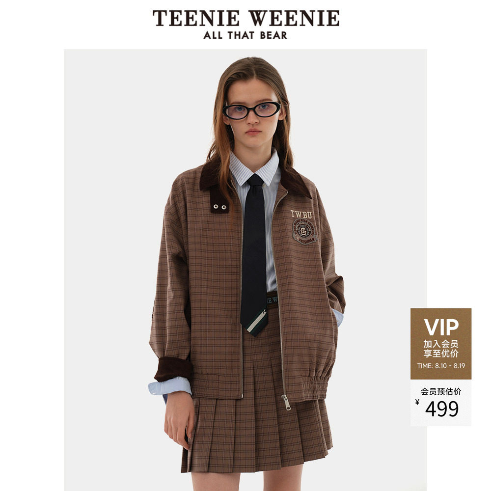 TeenieWeenie小熊奥莱女装夹克秋美式复古髦格纹美拉德小个子外套