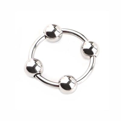 Cock ring phallus ring fun four beads metal stainless steel