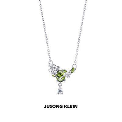 Jusong klein 钛钢项链 春日蝴蝶系列花朵项链女简约小花锁骨链
