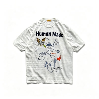 现货HUMAN MADE 2026SS联名款 水彩风格印绘竹节棉印花短袖T恤