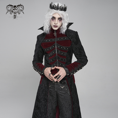 DevilFashion哥特风红色伯爵翻领大衣CT27002