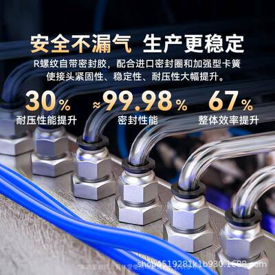 气动气管快速接头PC8-02螺纹直通PC12-04快插10-03气嘴快接头