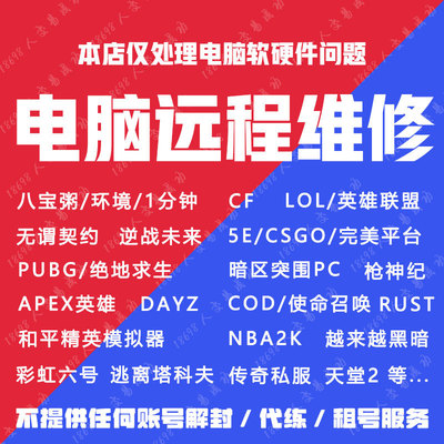 电脑机器远程维修和平精英无畏契约炸鱼PUBG LOL CF 网络环境异常