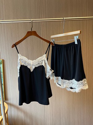 2025新款LP吊带短裤精致花边家居服套装礼盒