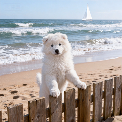 萨摩耶幼犬宠物狗聪明幼宠狗纯白