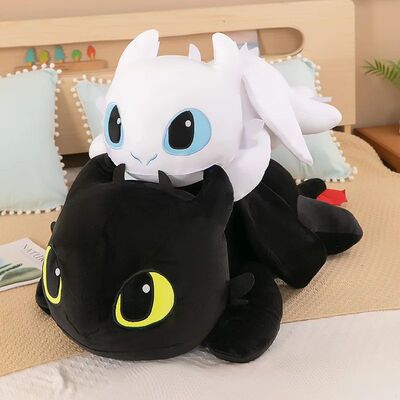 40cm 60cm Plush Dragon Toys Kawaii White Black Dinosaurs Ani