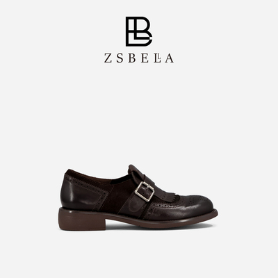 ZSBELLA赛斯贝拉植鞣水洗牛皮单鞋小皮鞋乐福鞋ZS1366