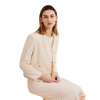 EPISODE小香风睫毛边蕾丝短外套