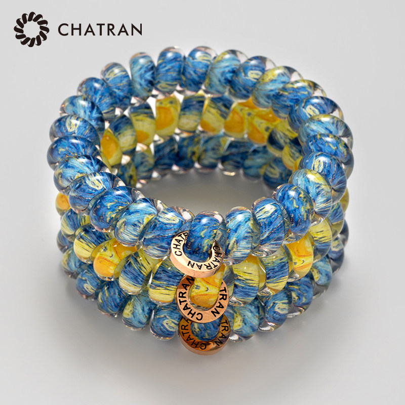CHATRAN梵高向日葵电话线发圈大师马尾发绳高级感发饰艺术家手链