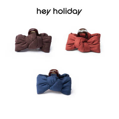 hey holiday复古牛皮绒蝴蝶结抓夹蓬松立体显发量纯色甜美头饰女