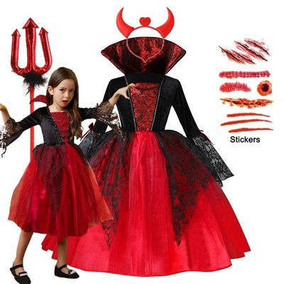 Girls Vampire Princess Costume Kids Halloween Elegant Fantas