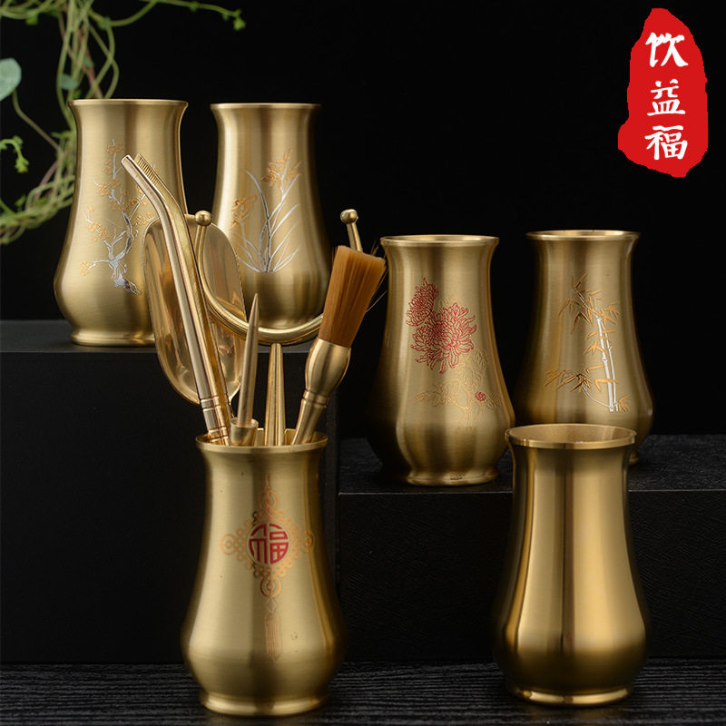 黄铜六君子功夫茶具配件茶道6君子泡茶工具套装新品茶器用具礼盒