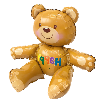 ins风3D立体卡通抱抱小熊铝膜气球宝宝儿童生日派对装饰场景布置