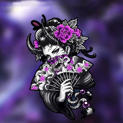 防水创意车贴日式和服歌舞伎反光卡通漫画电动车摩托车汽车贴纸画