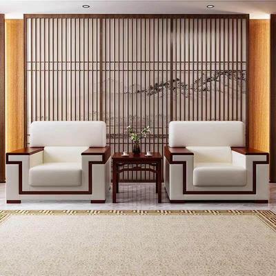 新中式大会堂贵宾接待布沙发单人会客会议办公室茶几商务简约休息