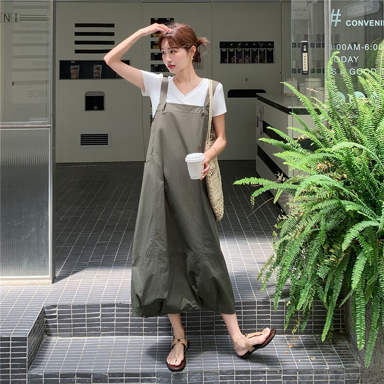 时尚风两件套女夏季背带裤短袖T恤组合慵懒通勤套装小个子新款显