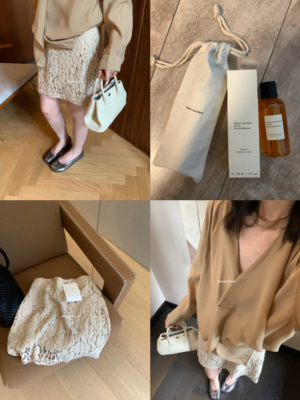 seeUbye法式钩花蕾丝半裙女