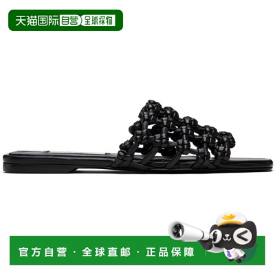 1h可退 潮奢 TOTÊME 女士 黑色 Braided-Leather Bandeau 凉鞋 25