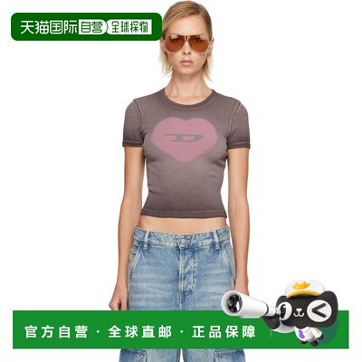 1h可退 潮奢 Diesel 迪赛 女士 紫色 T-Ele T 恤 A128360SQAD