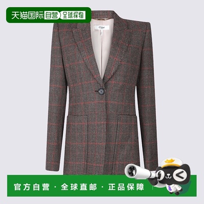 CHLOÉ 女士西服 CH25AVE5309793C AW2025 棕色 Plaid patterned b