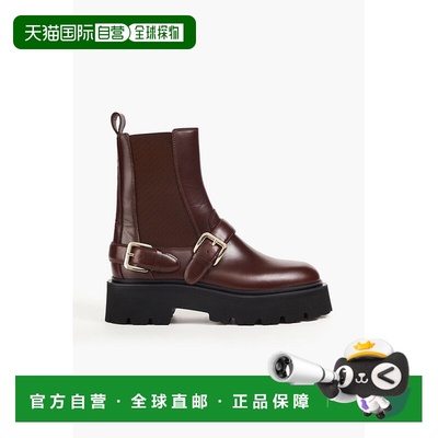 1h可退 潮奢 Sandro 女士 搭扣漆皮切尔西靴 SFACH01022MARRON