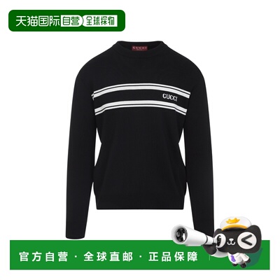 GUCCI 男士针织毛衣 834313XKEZK1070 AW2025 黑色 'Intarsio Guc