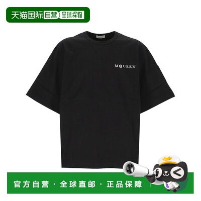 mcqueen 亚历山大 麦昆 男士 黑色 Oversized McQueen T 恤 82843