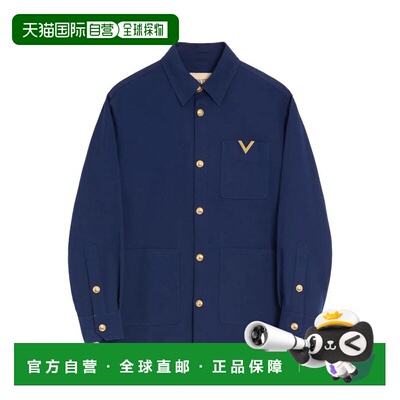 VALENTINO 男士衬衫 8V3CIO11ALS788 SS2026 蓝色 Vgold Shirt
