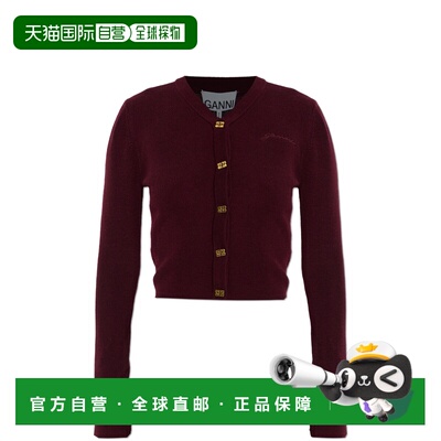 GANNI 女士针织衫 A1070117269209F SS2026 棕色 Wool cardigan w