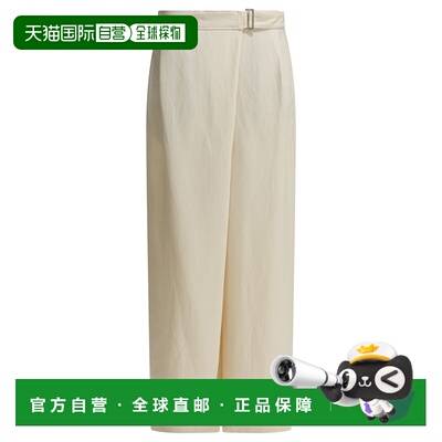 BRUNELLO CUCINELLI 女士亚麻阔腿裤休闲裤 MH126P9207C579WHITE