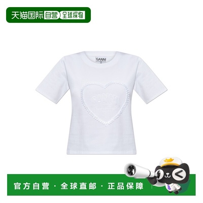 GANNI 女士T恤 T41503683151 SS2025 白色 T-shirt with embroide