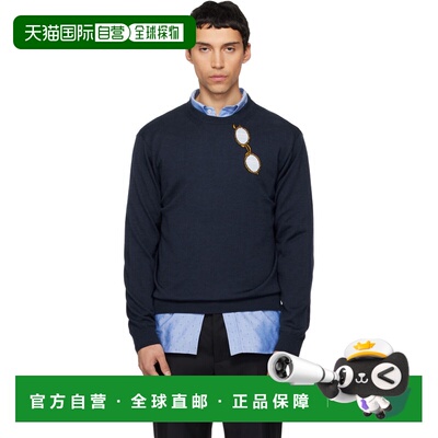 潮奢 Moschino 莫斯奇诺 男士 海军蓝 Superfine Merino Wool Int