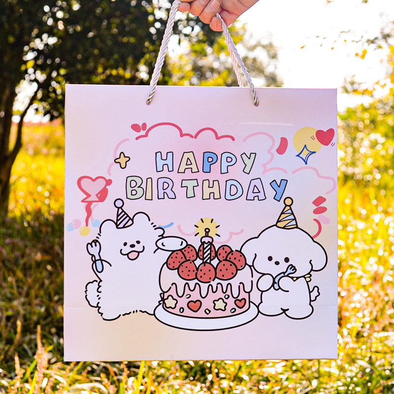 小狗生日礼物袋送女友可爱围巾礼品袋高级感手提袋购物包装袋纸袋
