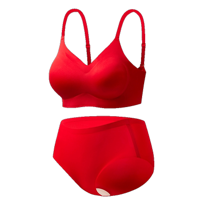 大红色本命年内衣内裤套装女
