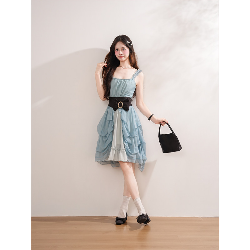 昭和闪蝶 vintage古早法式连衣裙初恋甜美公主裙生日礼服荷叶短裙
